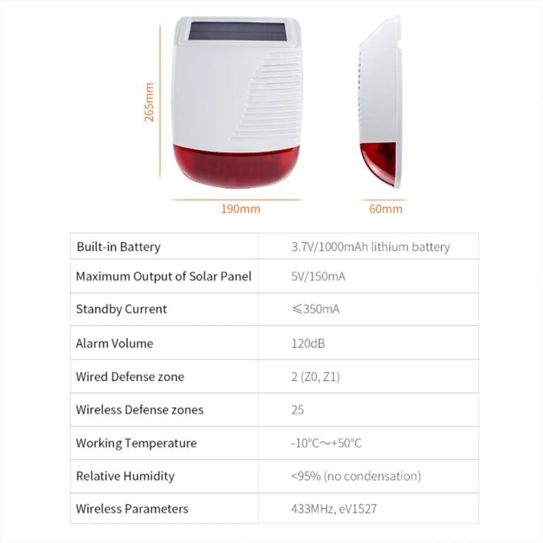 Wireless Solar Alarm Siren Home & Business | 120dB Outdoor